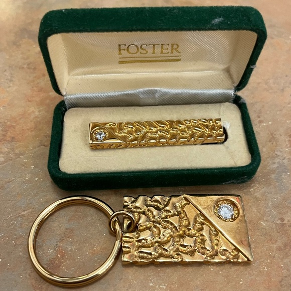 Other | Vintage Foster Gold Keychain And Tie Clip Or Money Clip Set ...